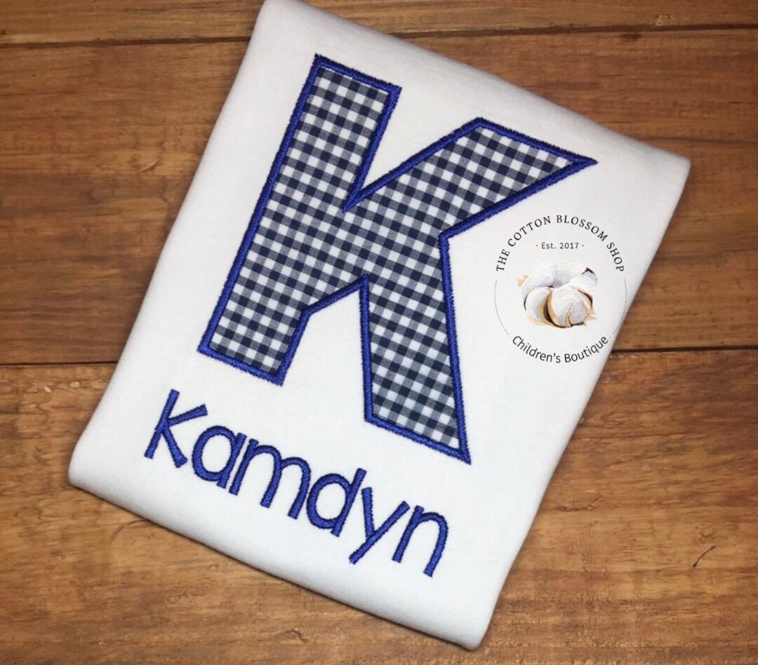 Boys Initial and Name Applique Monogram Shirt, Boys Monogram Shirt ...