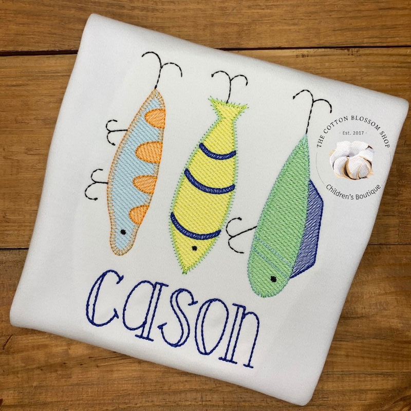 Fishing Applique - Etsy