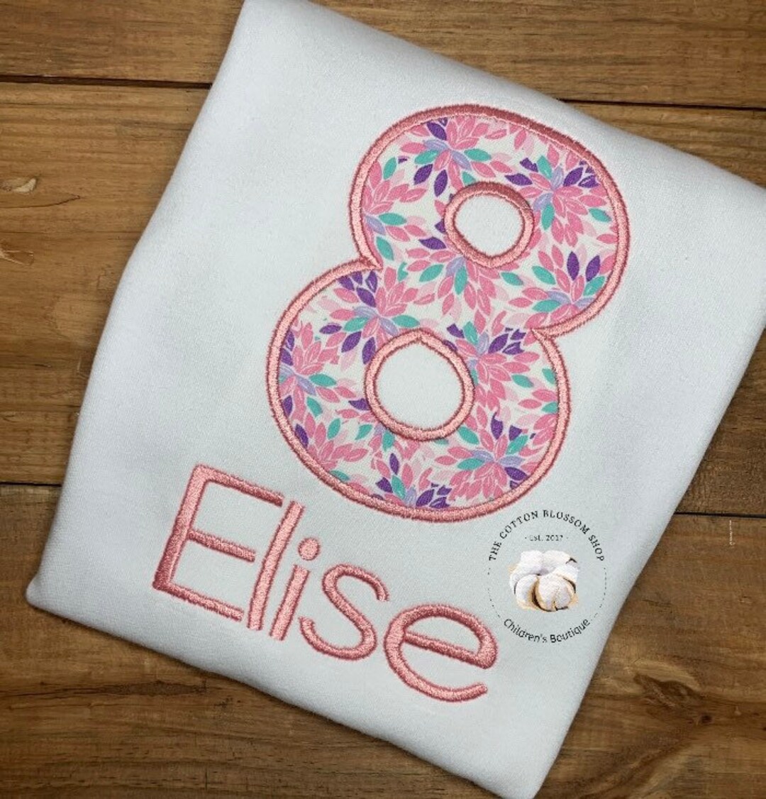 Girls Applique Birthday Shirt: Pink Floral Number Outfit - Etsy
