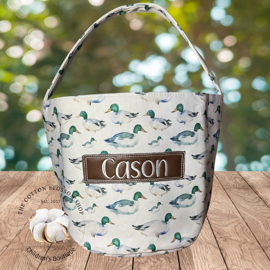 Boys Easter Basket, Ducks Easter Bucket, Monogrammed Easter Basket ...
