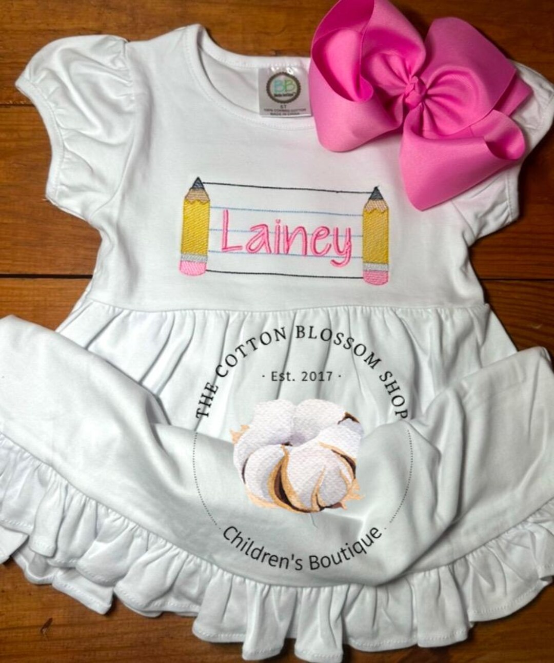 Girls Monogrammed Back to School Dress: Embroidered Pencil Design - Etsy