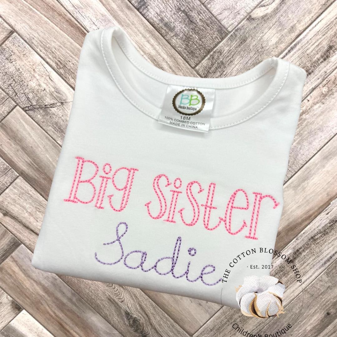 Big Sister Embroidered Shirt, Big Sister Monogrammed Shirt, Big Sister ...