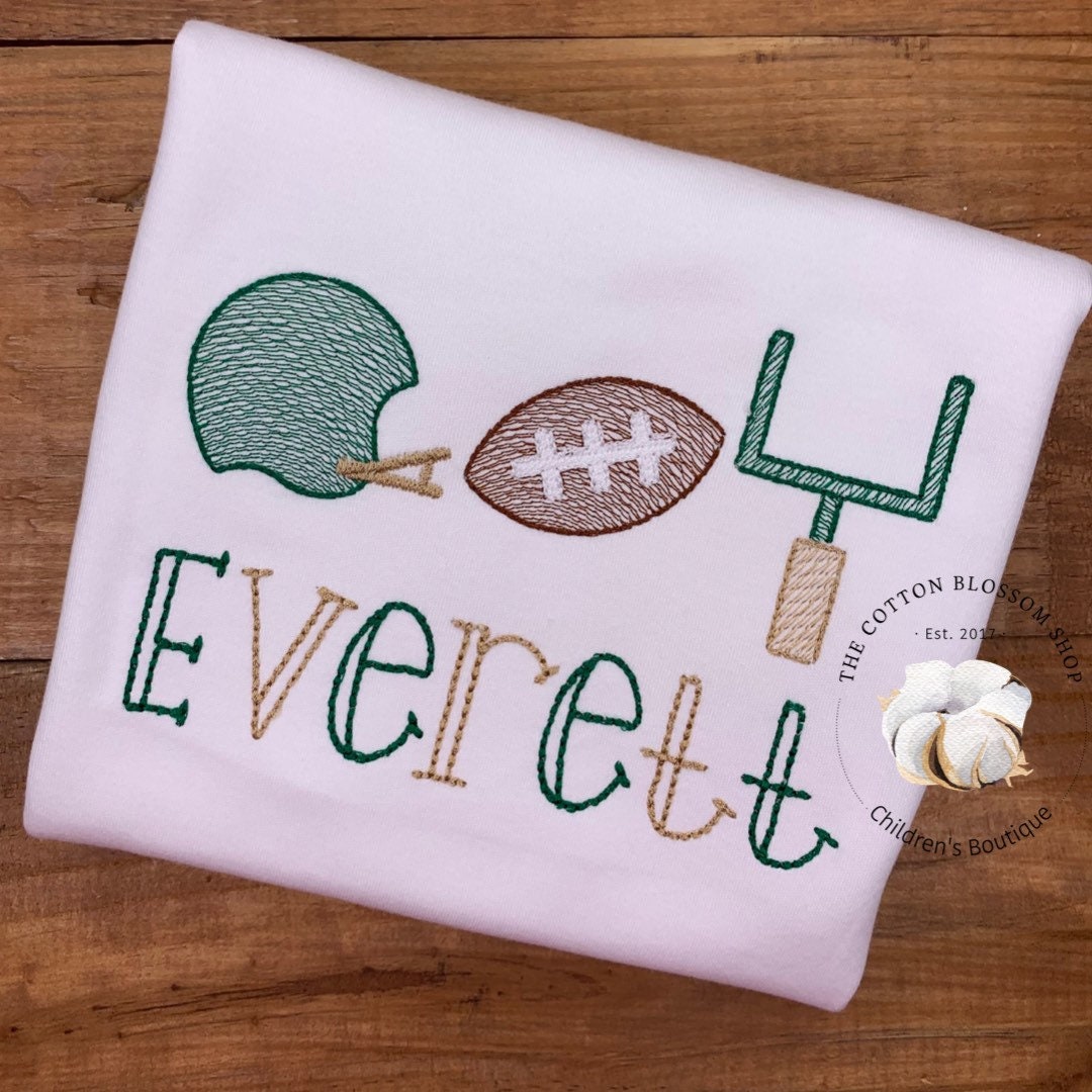 Boys Embroidered Football Shirt: Personalized Fall Outfit - Etsy