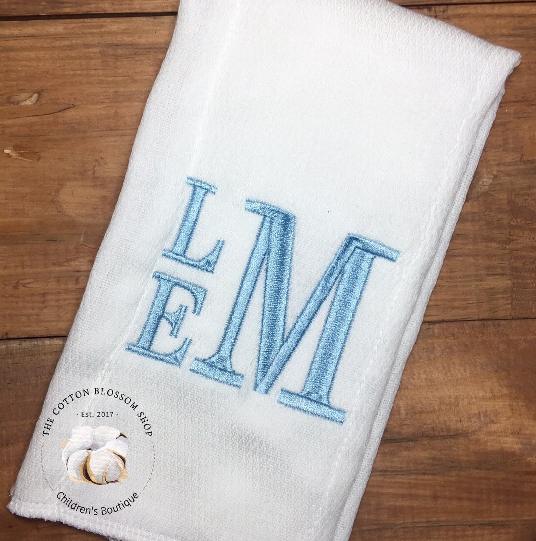 Monogrammed Burp Cloth: Stacked Initial Embroidery, Baby Boy Gift ...