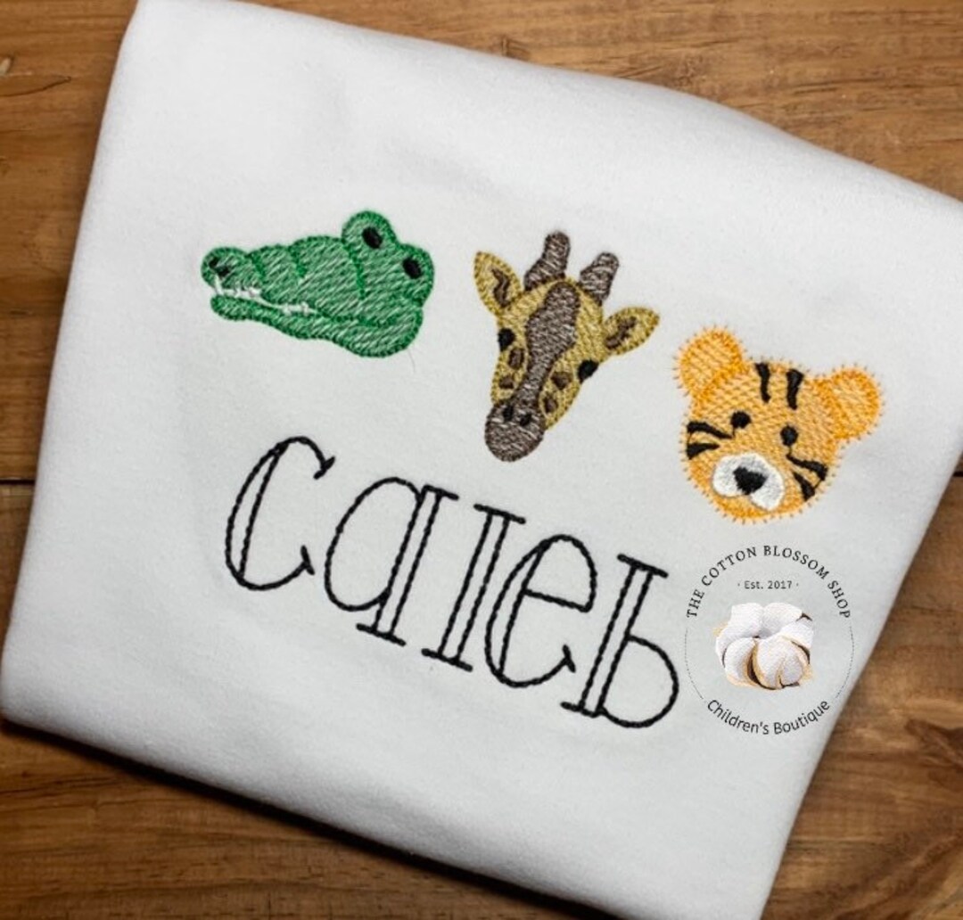 Boys Zoo Animals Shirt, Personalized Zoo Animals Shirt, Embroidered Zoo ...