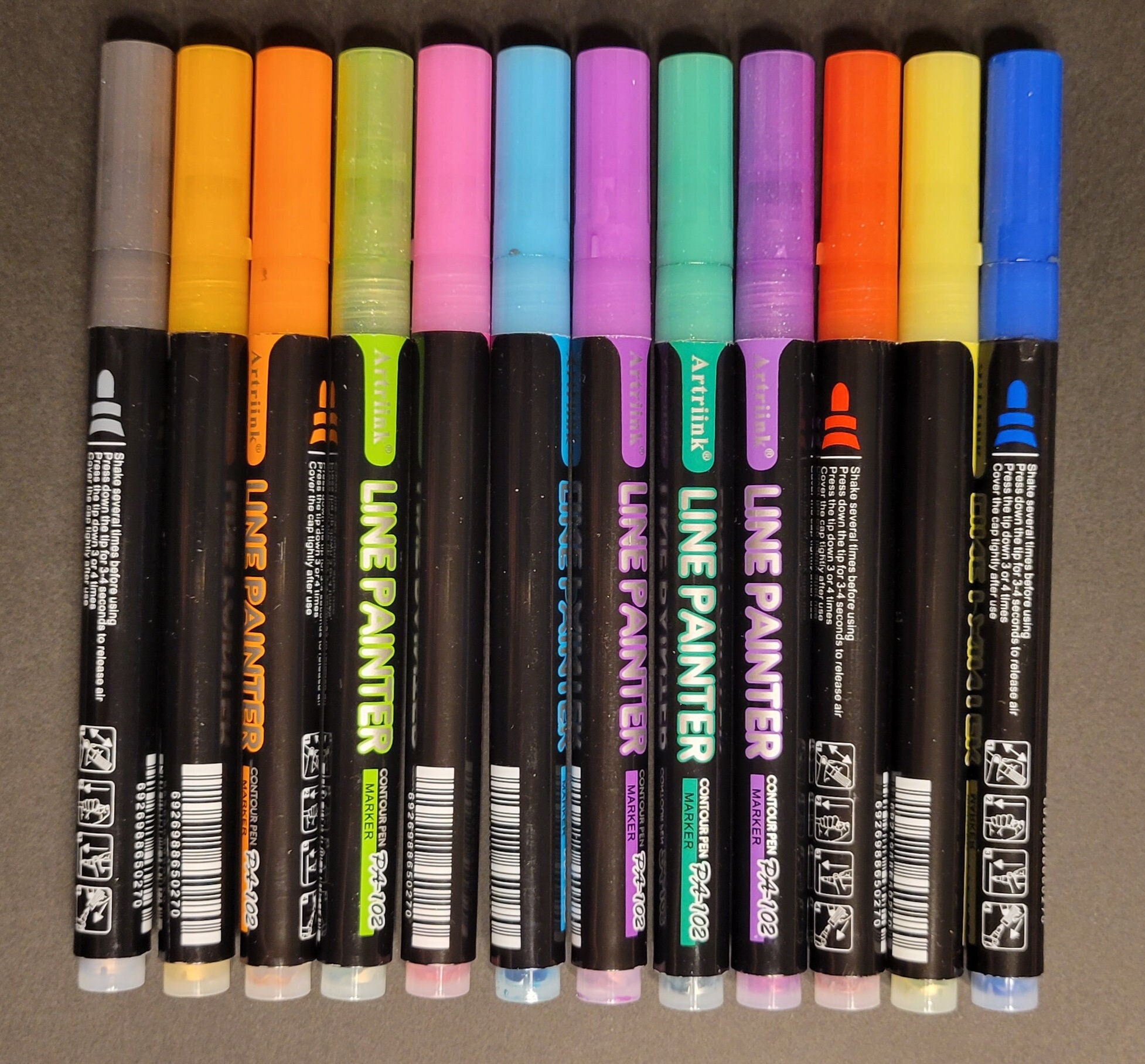 Metallic Silver Outline Markers, 12 Vibrant Colors - Etsy