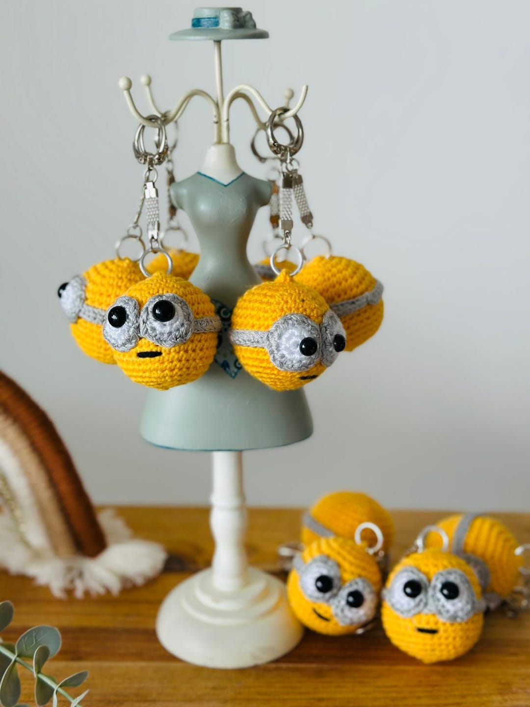 Handmade Crochet Keychains – Minion, Sunflower, and Pumpkin Designs ...