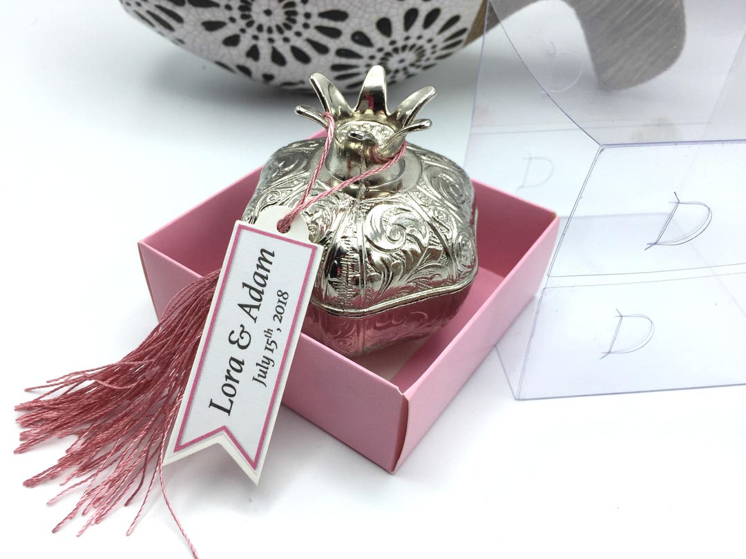Personalized Pomegranate Wedding Favor Boxes – Elegant Guest Gifts ...