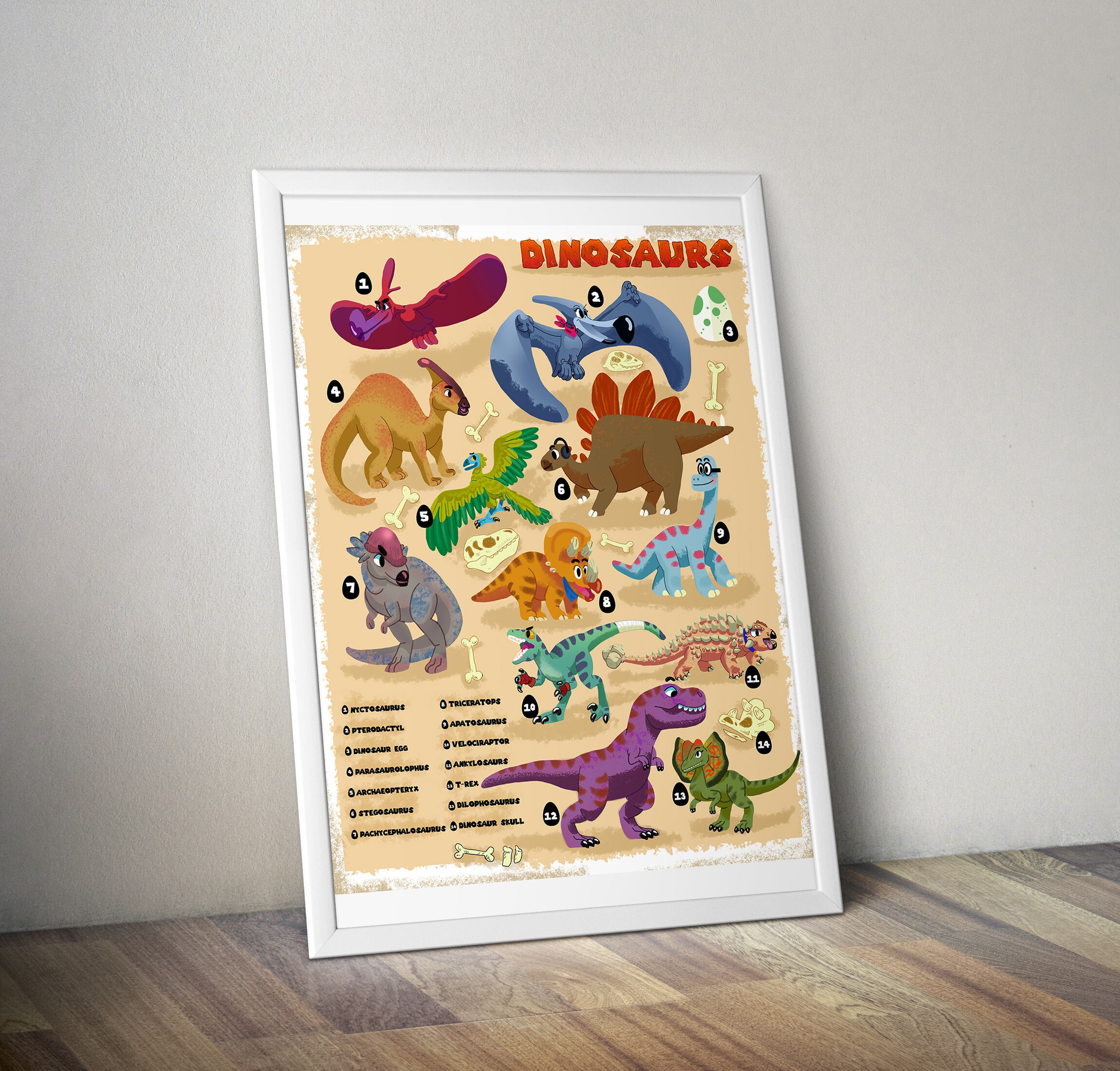 Dinosaur Poster Dinosaurs Print Dinosaurs names art print | Etsy