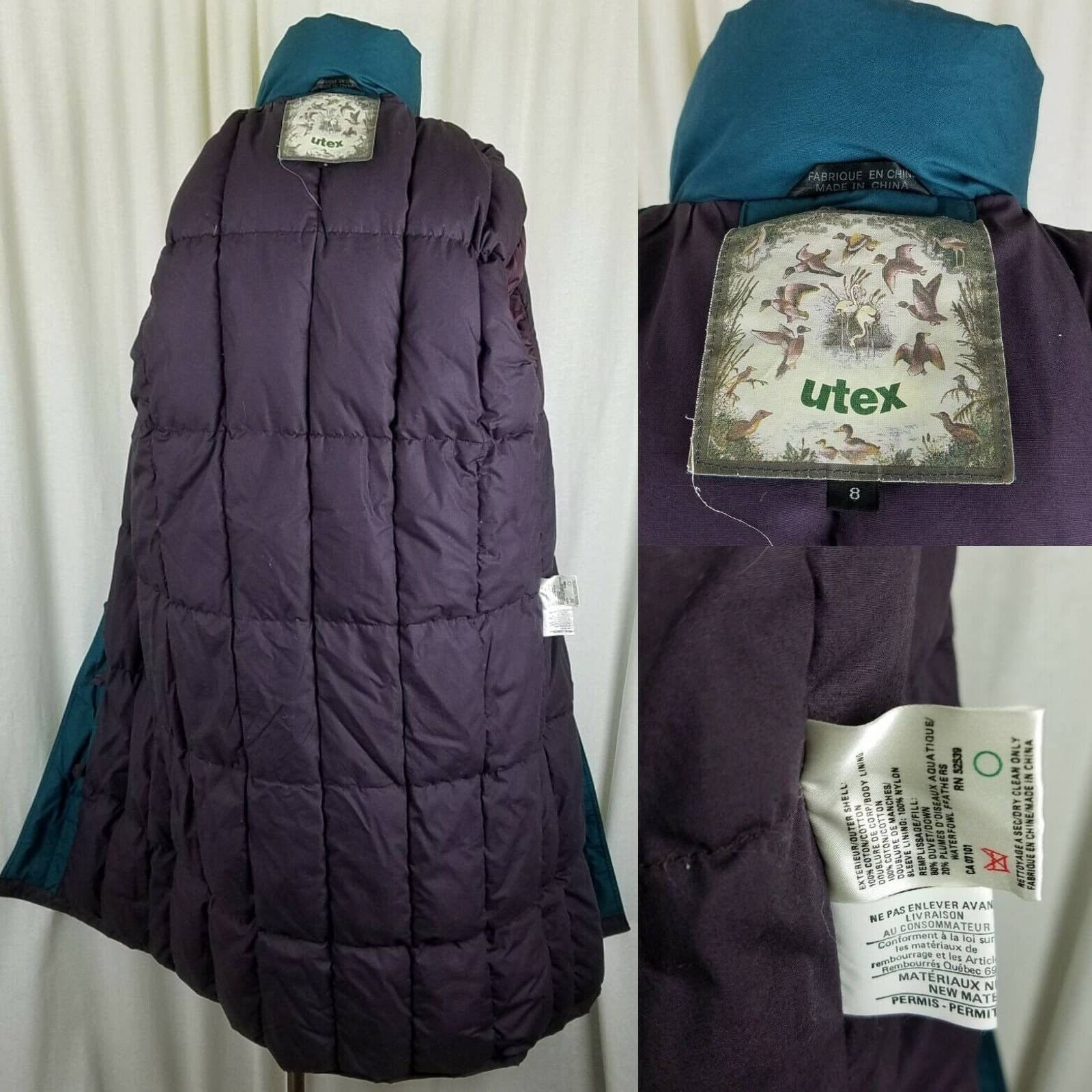 Vintage Utex Goose Down Cape Top Puffer Parka Long Maxi Duster Coat Womens Size 8 Funnel Neck ...