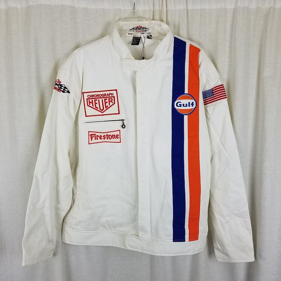 Vintage Steve Mcqueen Le Mans NASCAR Gulf A2Z Racer Twill Racing Jacket ...
