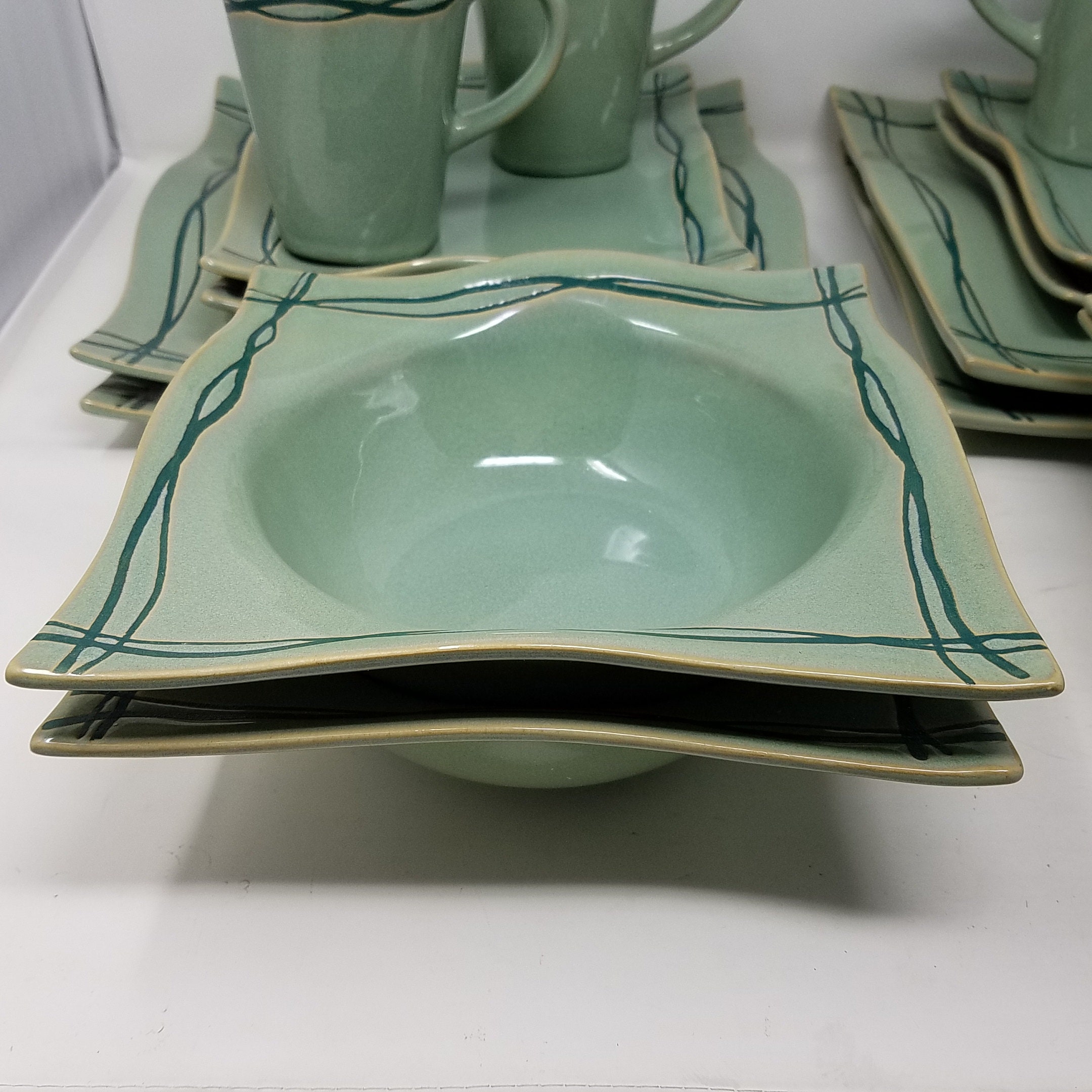 Vintage Studio Nova Dinnerware Set Mystic Cove Green HA101 Pattern 4 ...
