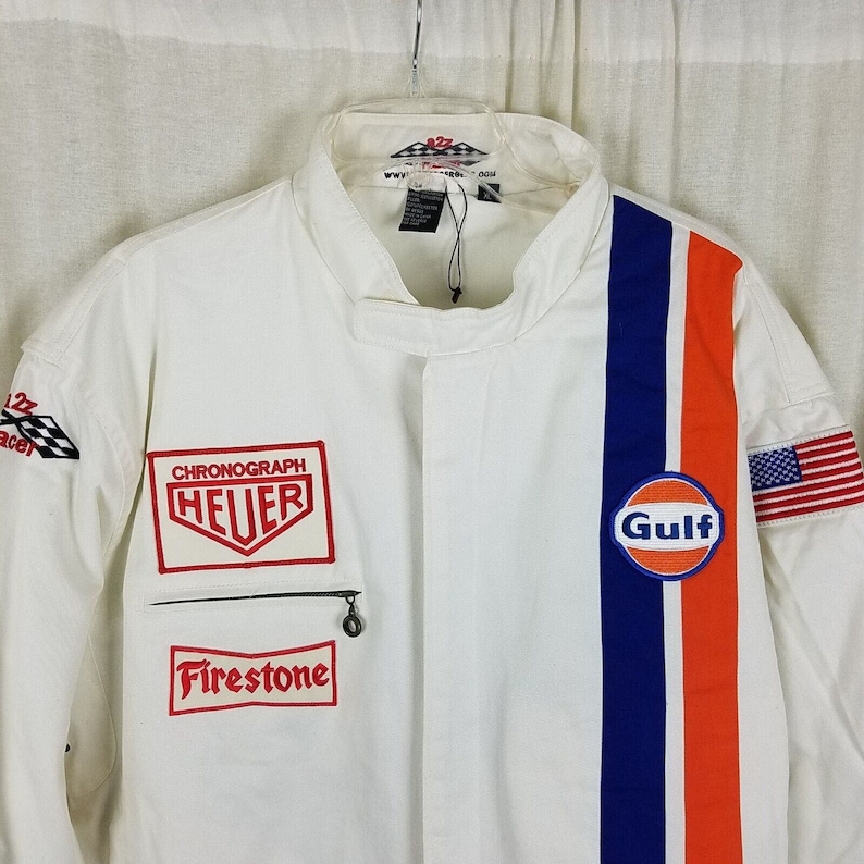 Vintage Steve Mcqueen Le Mans NASCAR Gulf A2Z Racer Twill Racing Jacket ...