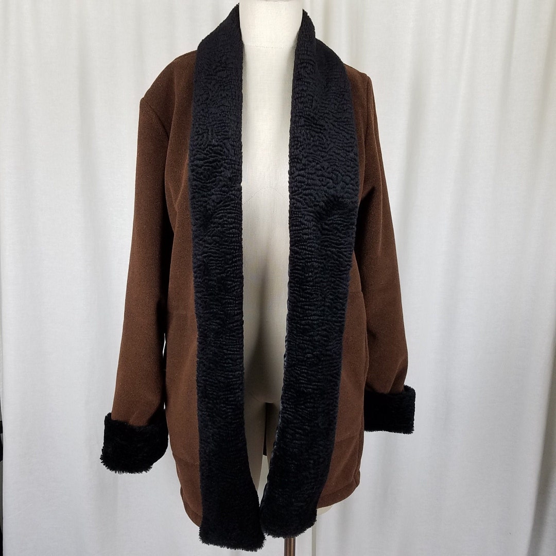 Vintage Maralyce Ferree Vegan Faux Persian Fur Fleece Shawl Collar ...