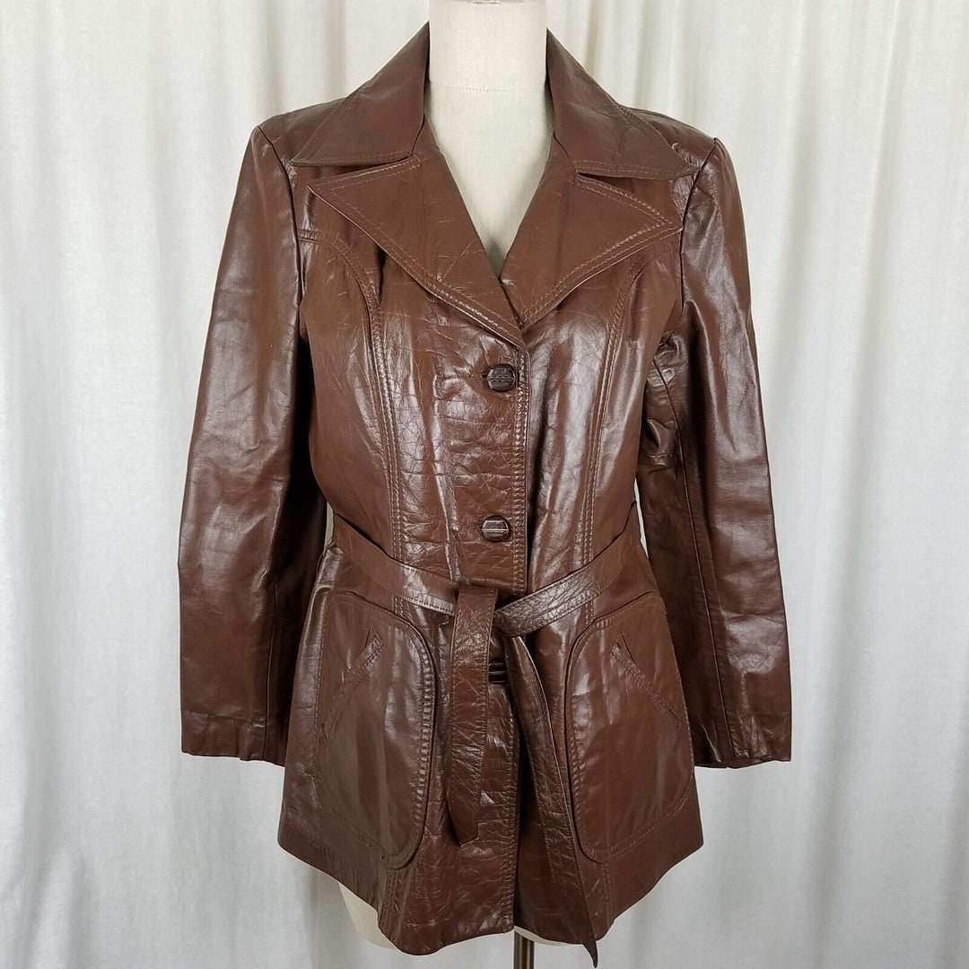 Vintage Sears Western Outdoorwear Faux Fur Lined Leather Belted Tie ...