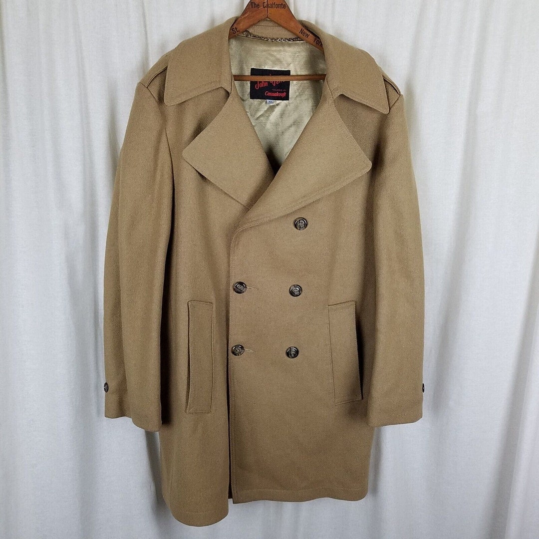 Vintage John Weitz by Casualcraft Double Breasted Camel Wool Peacoat ...