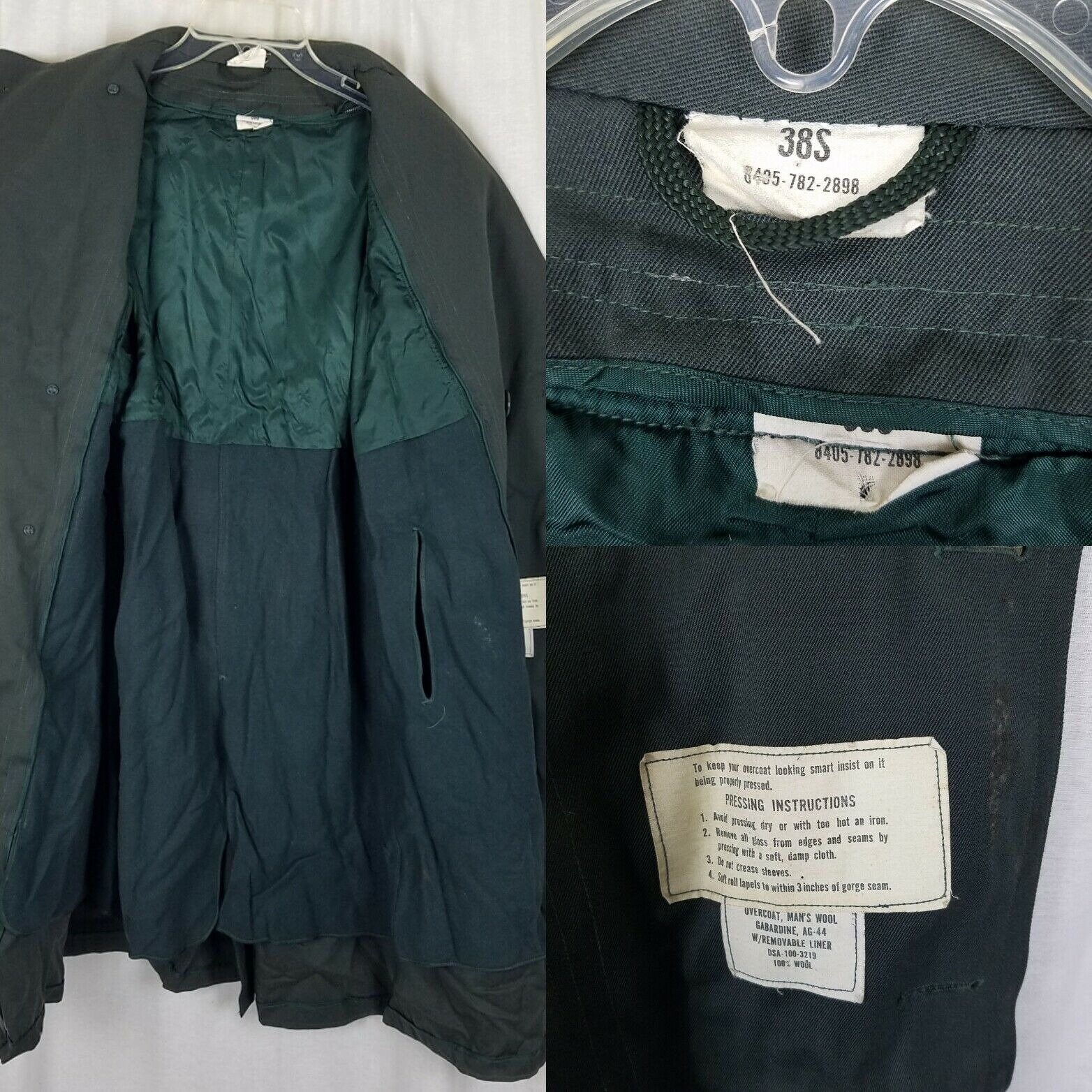 Vintage Military Issue Army Serge Green Gabardine Wool Overcoat AG-44 ...