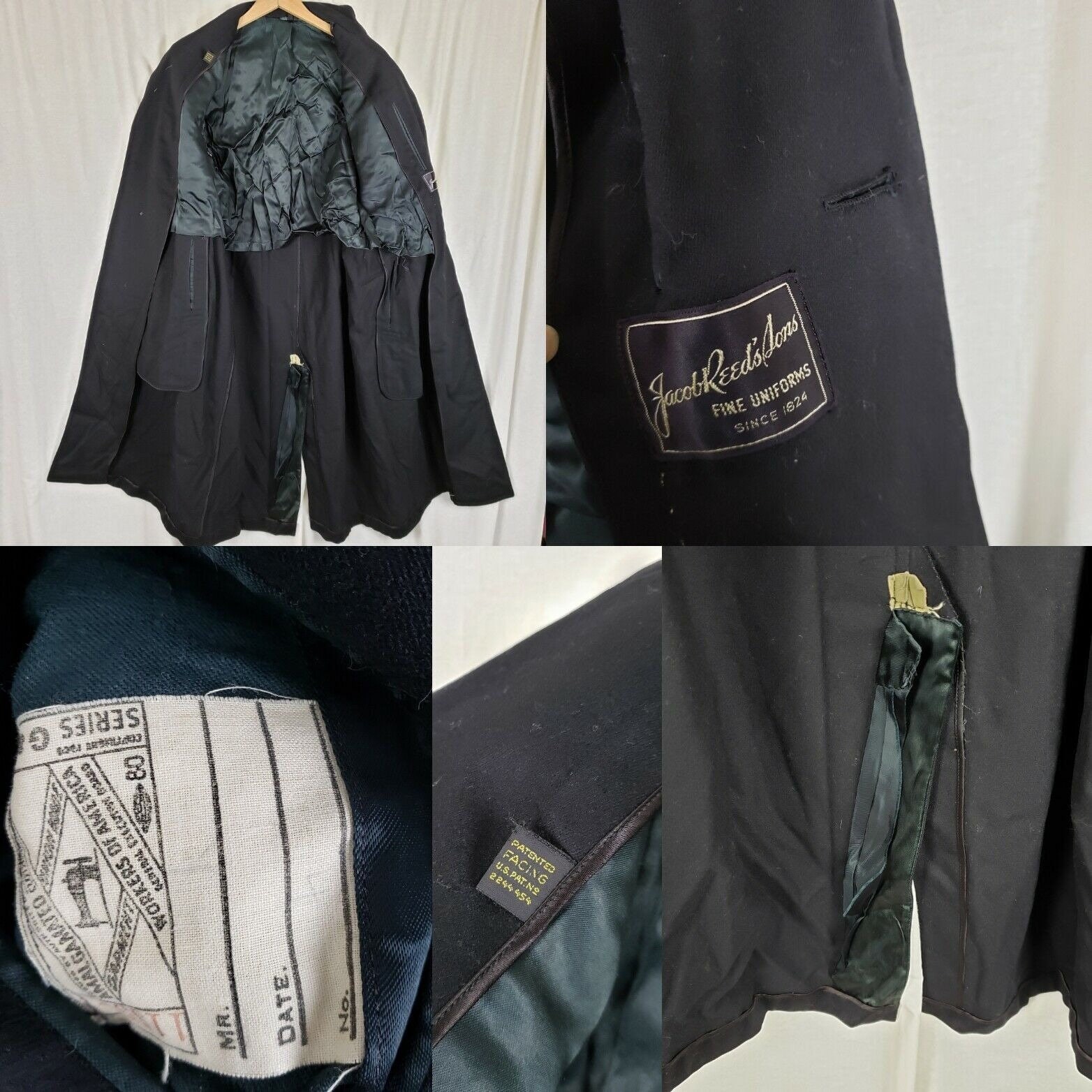 Vintage Jacob Reed's Sons Fine Uniforms Wool Peacoat Coat Mens M 50s ...