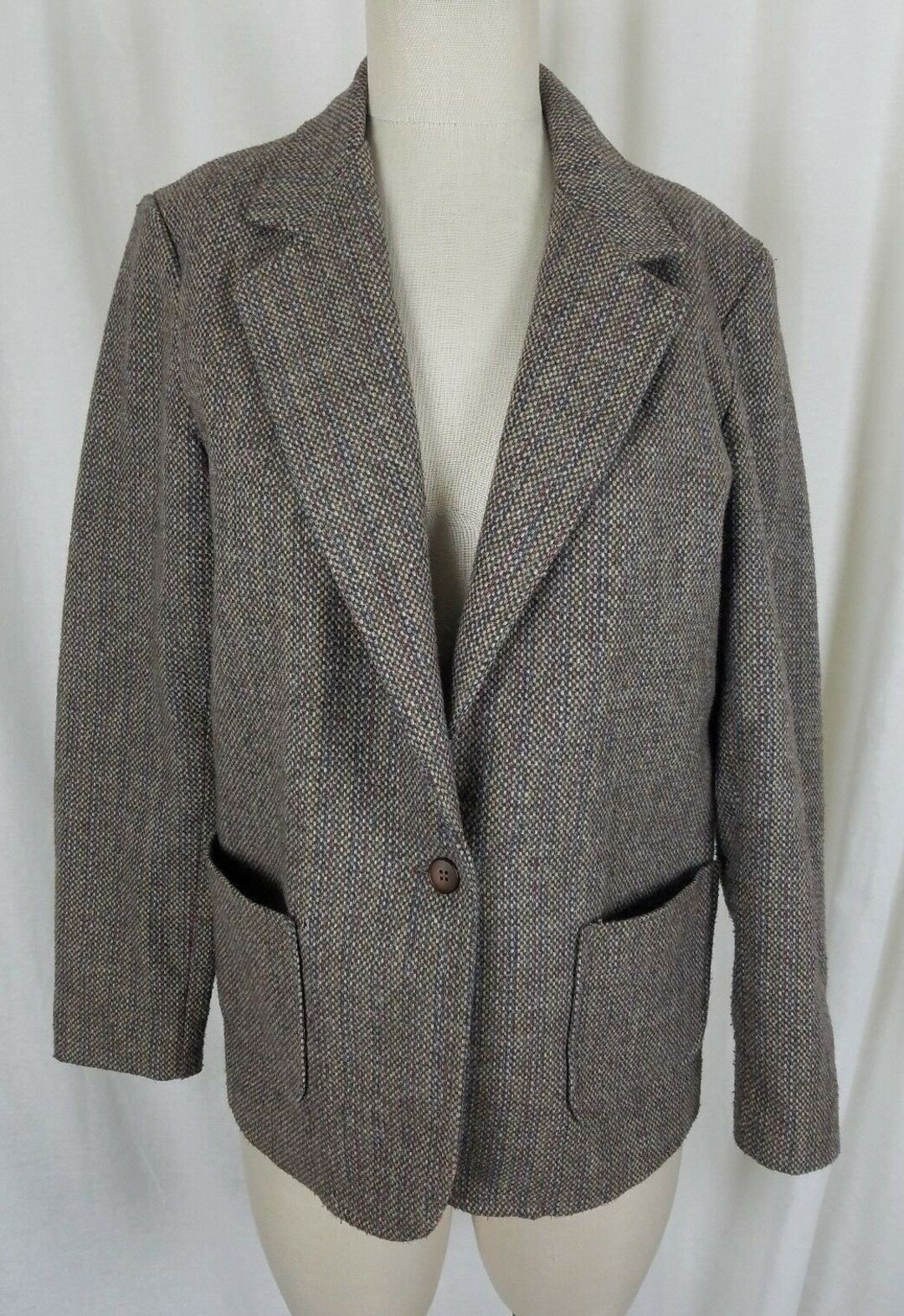 Vintage David Craig Wool Mottled Tweed Pinstriped Blazer Jacket Womens ...