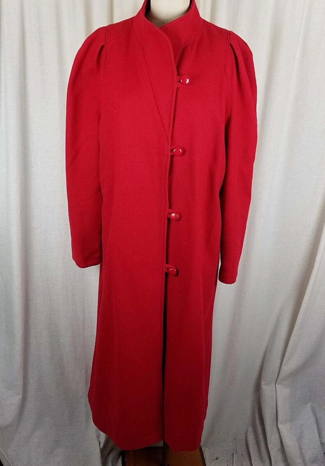 Vintage Beau Brem Red Winter Wool High Neck Maxi Coat Peacoat Womens ...