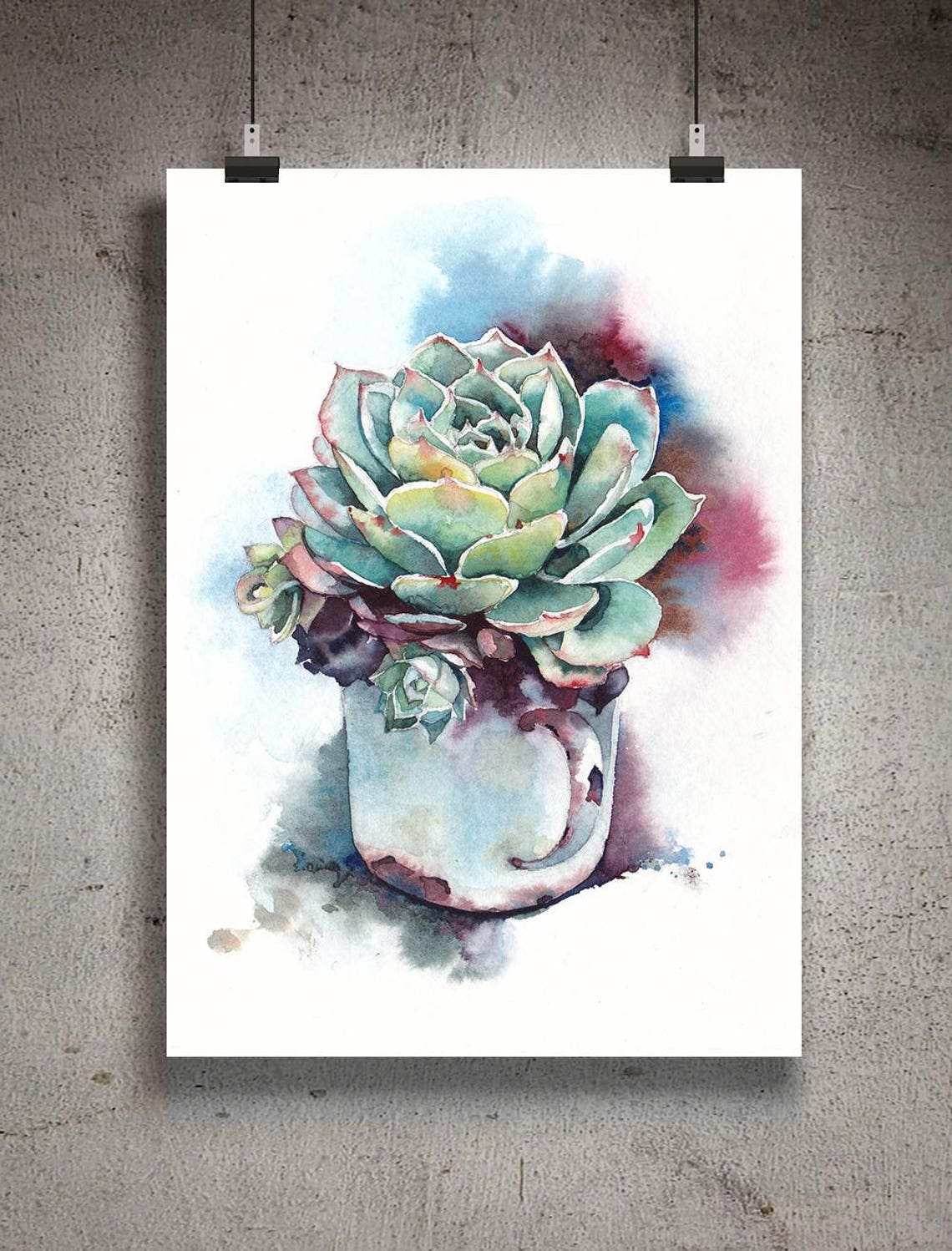 Succulent print Succulent watercolor Succulent art | Etsy