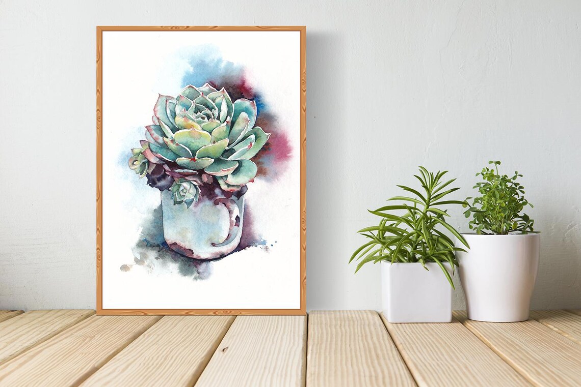Succulent print Succulent watercolor Succulent art | Etsy