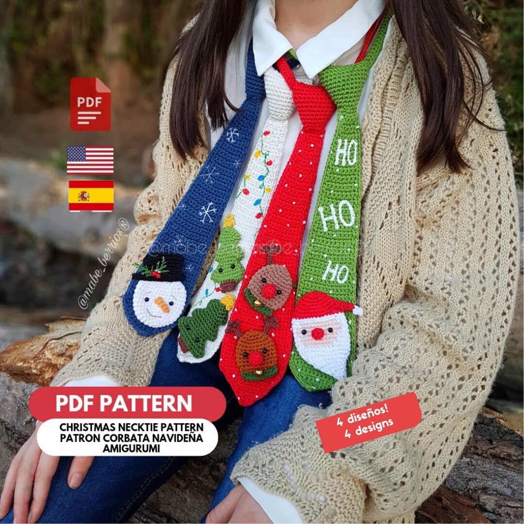 Christmas Necktie Pattern PDF Crochet - Etsy