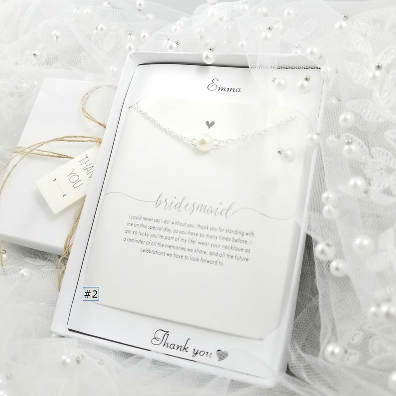 Bridesmaid Necklace Pearl Bridesmaid Necklace Personalized Etsy