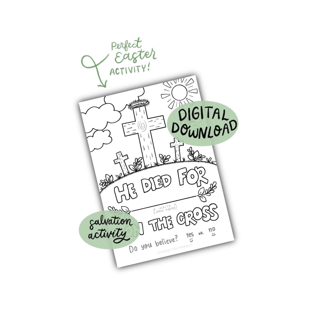 He Died For____ on the Cross Activity Coloring Page / Digital Download ...