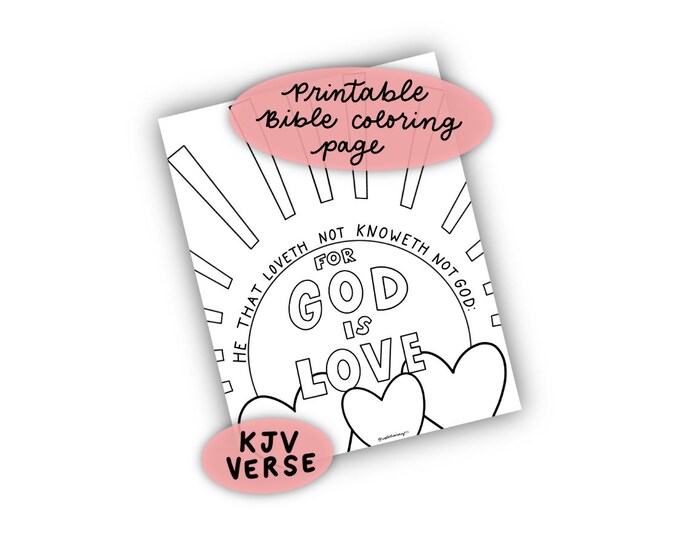 God is Love / Digital Download / Christian Valentines Coloring Page ...