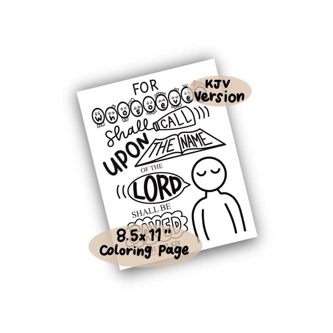 Romans 10:13 KJV Printable Coloring Page / Christian Children's ...