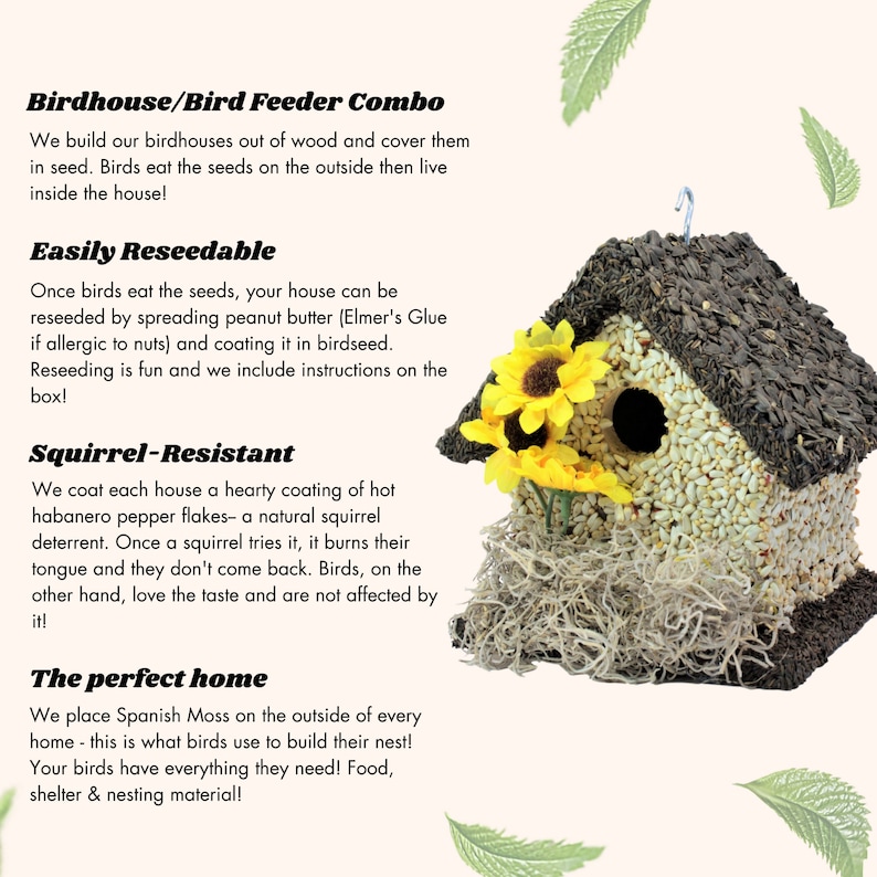 Edible Bird Home, Birdseed Birdhouse, Bird Seed House, Handmade Bird ...