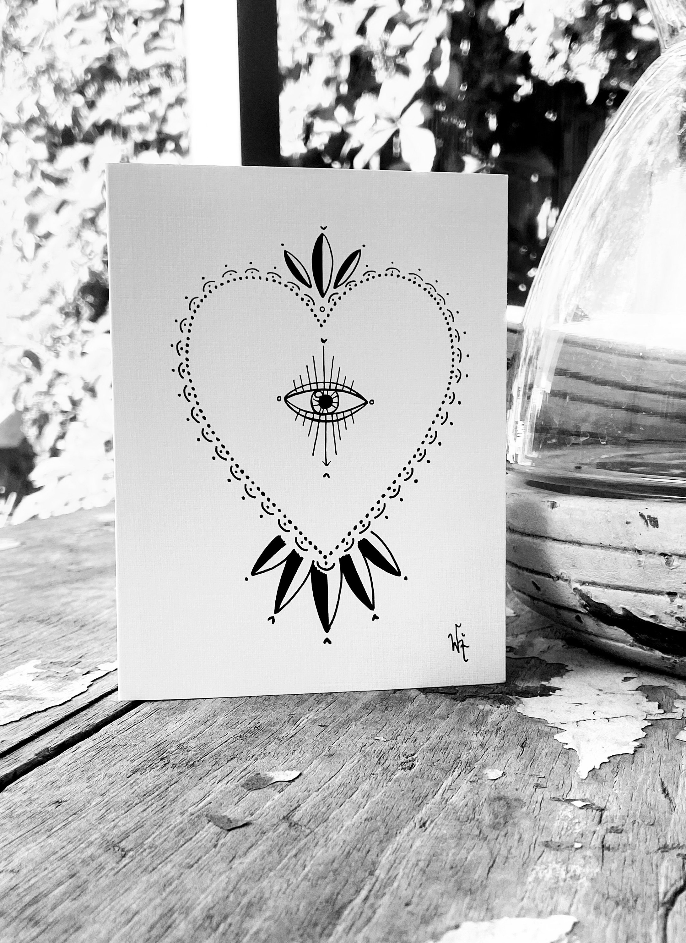 Sacred Heart Card, Sacred Heart Drawing, Line Drawing Sacred Heart - Etsy