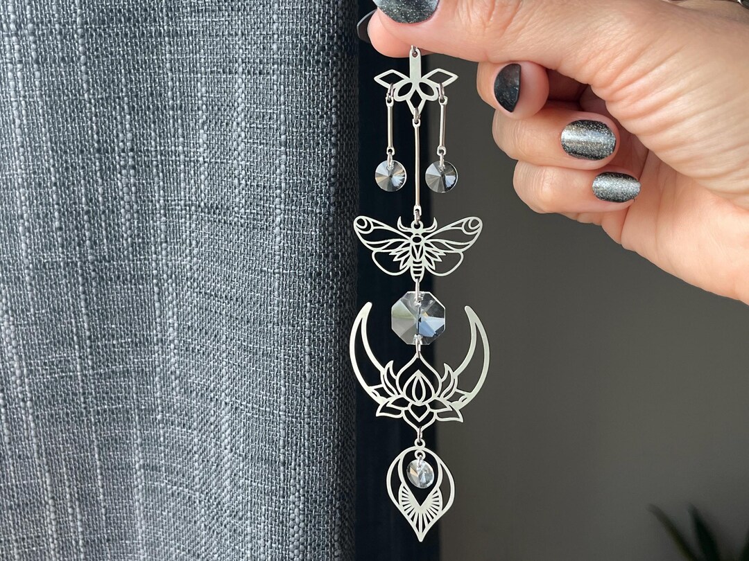 Silver Moth + Lotus Suncatcher With Tarnish-resistant Stainless Steel ...
