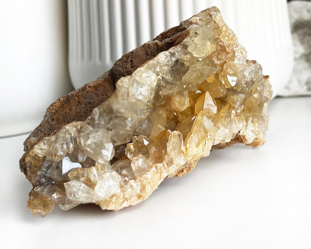 5.4 Inch Limonite Quartz Geode A to Very Good Grade Golden Healer ...