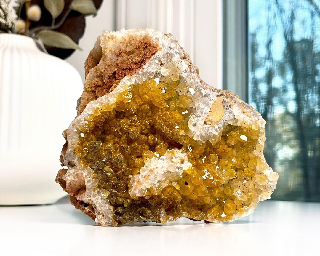 12.6 Oz. Limonite Quartz Cluster Natural Golden Healer Quartz Crystal A ...