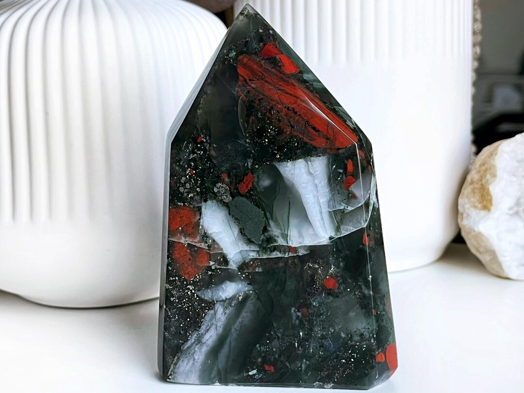 1 Lb. African Bloodstone Point - * A Grade * - 4.8" Polished Bloodstone ...