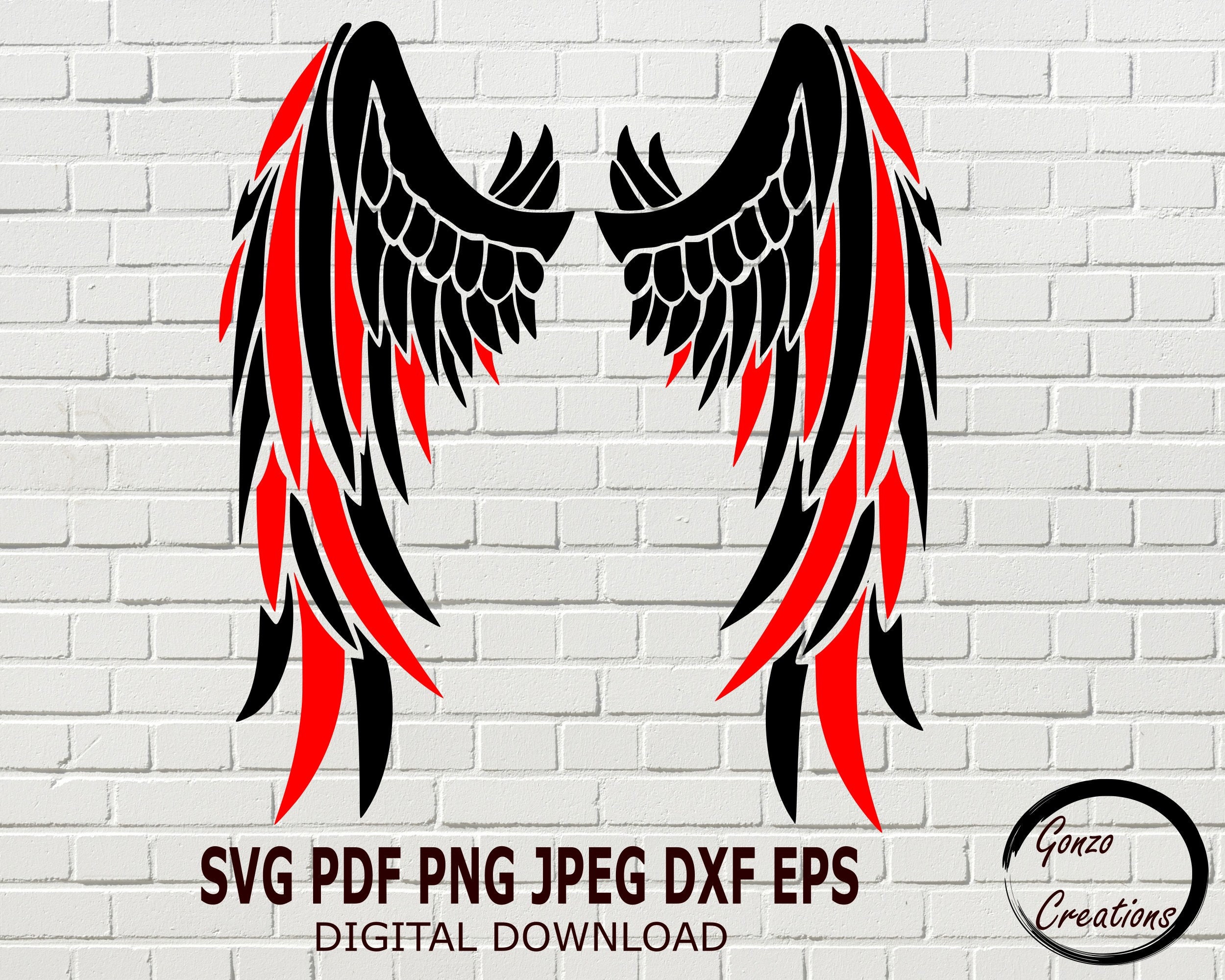Angel Wings SVG, Black and Red Wings SVG, Wings SVG, Clipart. Angel ...