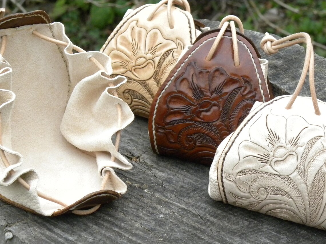 Traditional Hand Tooled Leather Coin Purse - Etsy