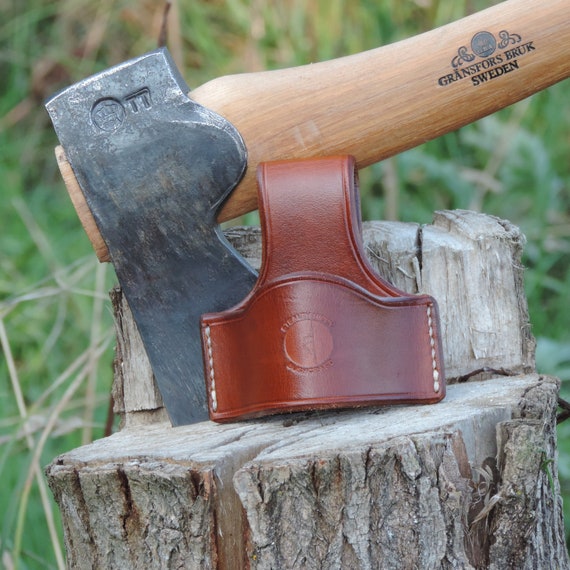 Hand stitched leather axe dropper Handaxe loop | Etsy