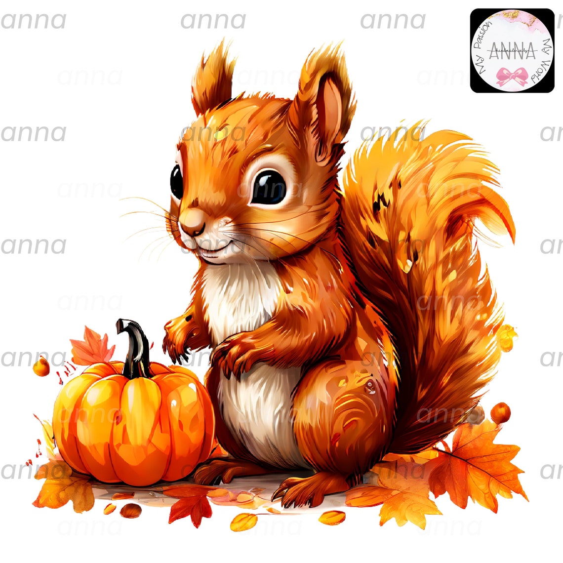 14 PNG Cute Autumn Squirrel Clipart Instant Download Sublimation Design ...