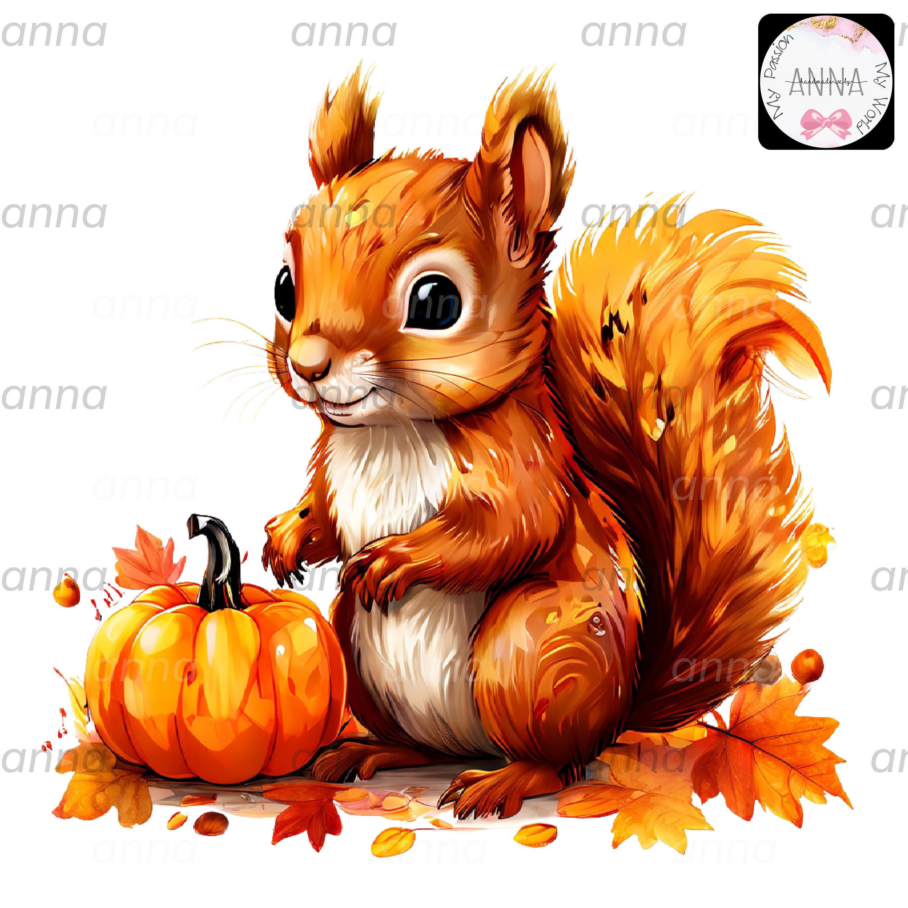 14 PNG Cute Autumn Squirrel Clipart - Instant Download Sublimation ...