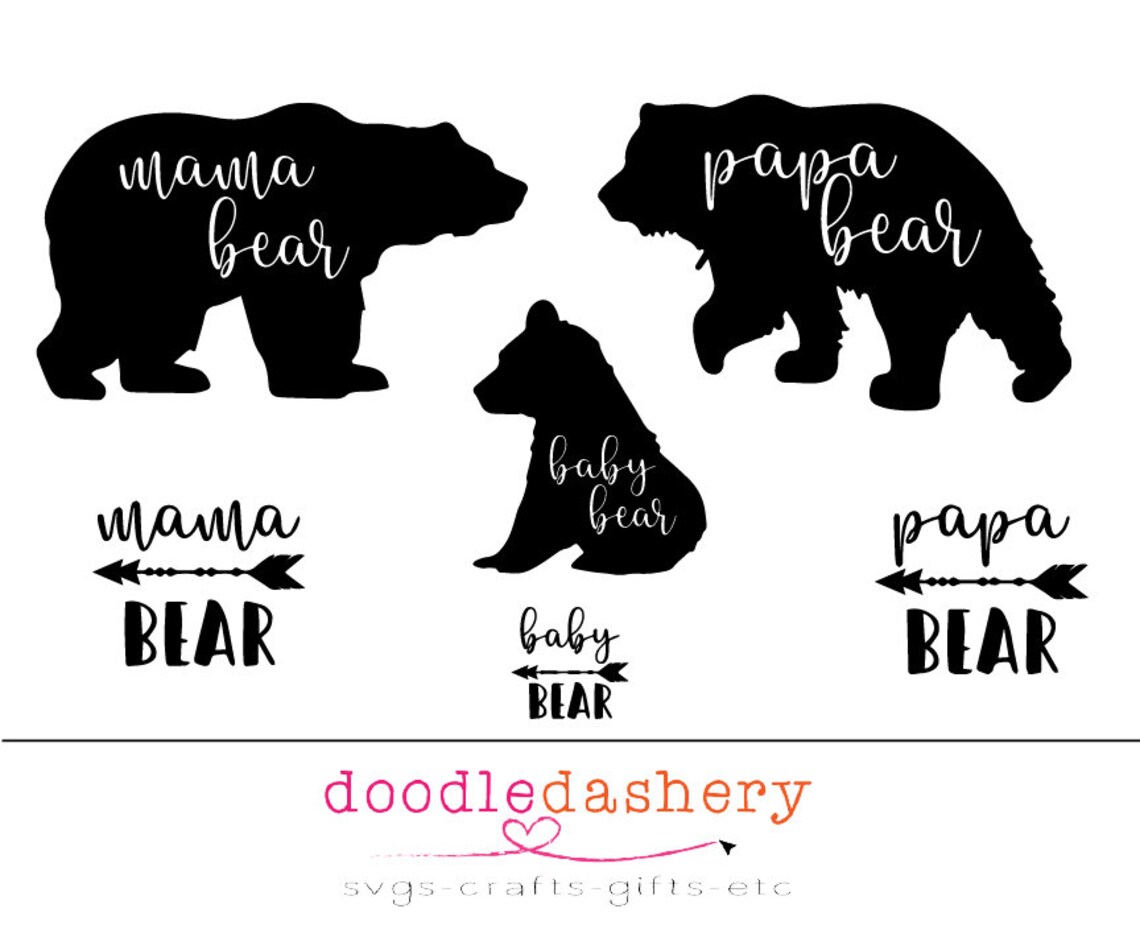 Bear Family, Mama Bear, Papa Bear, Baby Bear SVG File for Cricut ...