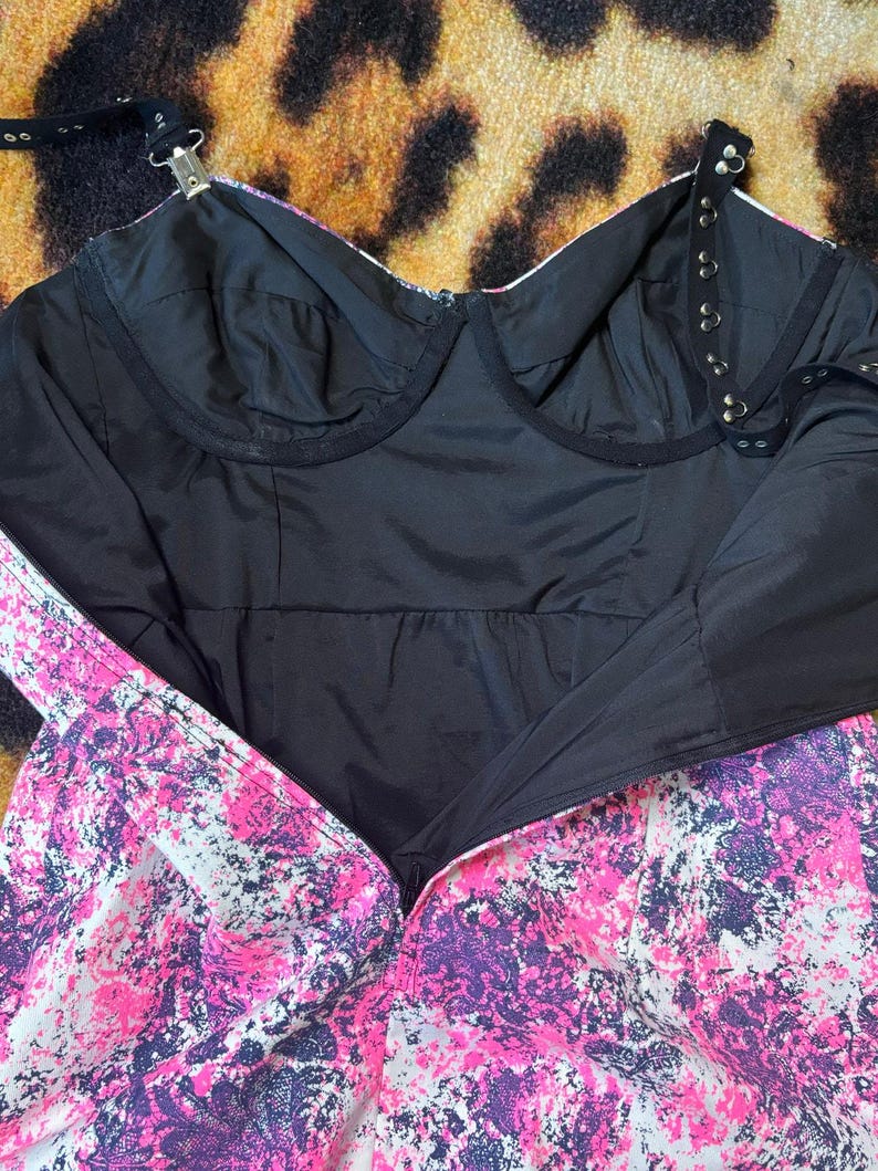 Ragluxe Hot Pink Abstract Bustier Corset Dress Medium - Etsy