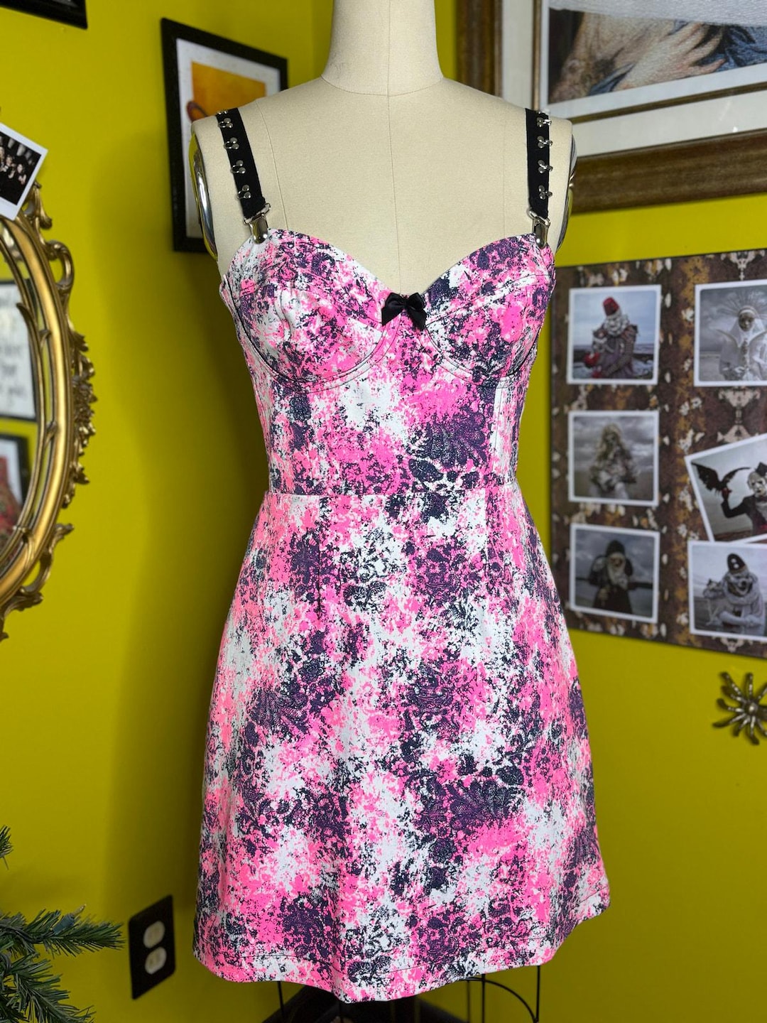 Ragluxe Hot Pink Abstract Bustier Corset Dress Medium - Etsy