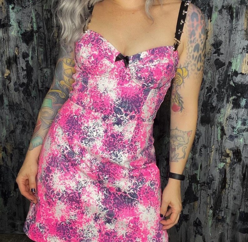 Ragluxe Hot Pink Abstract Bustier Corset Dress Medium - Etsy