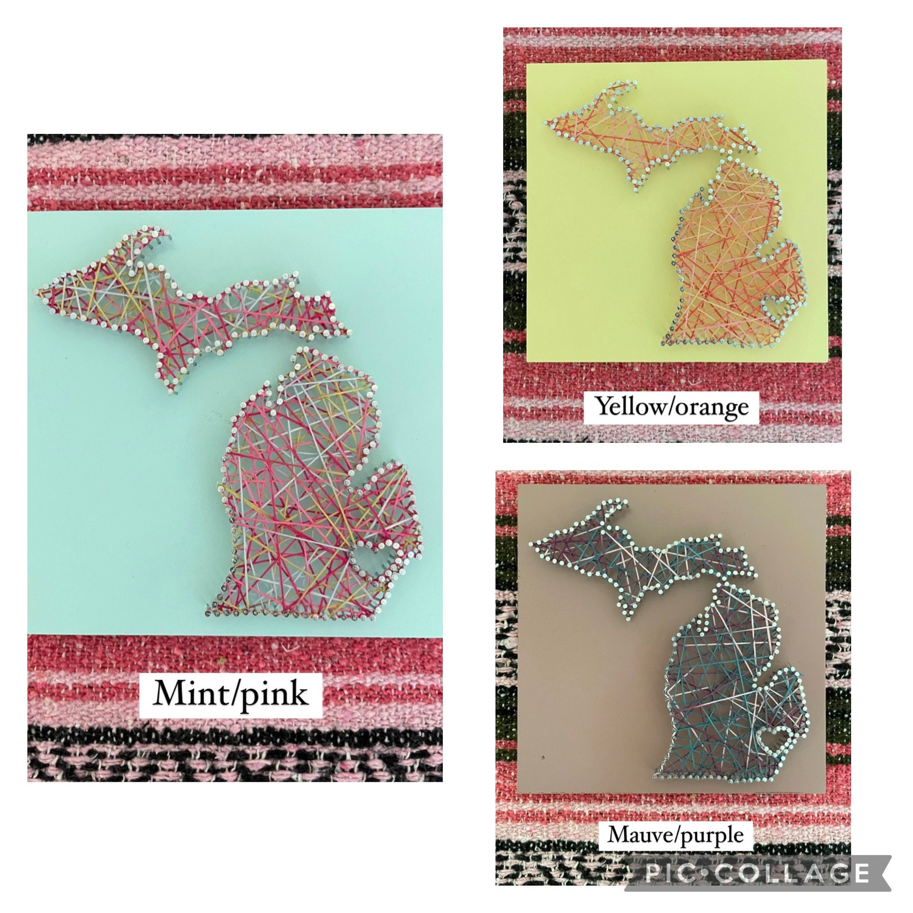Michigan String Art Multiple Colors Customizable - Etsy