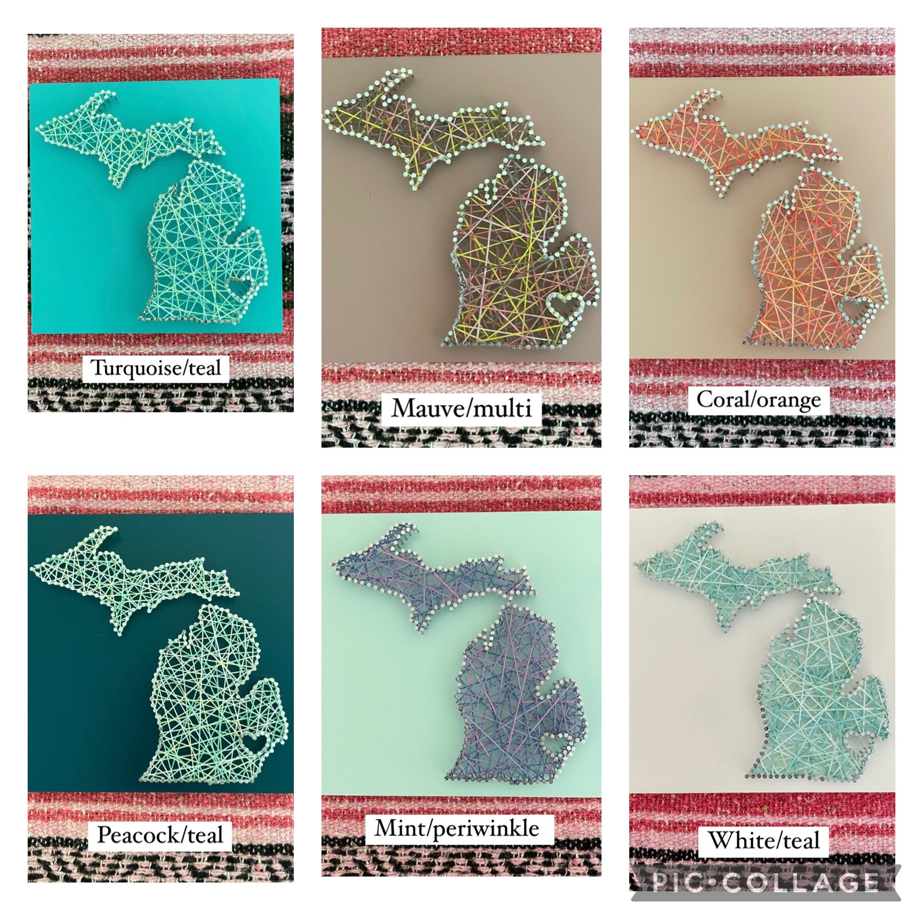 Michigan String Art Multiple Colors Customizable - Etsy