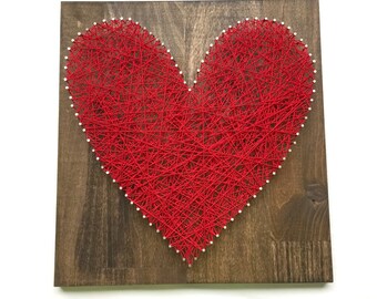 Red string art | Etsy