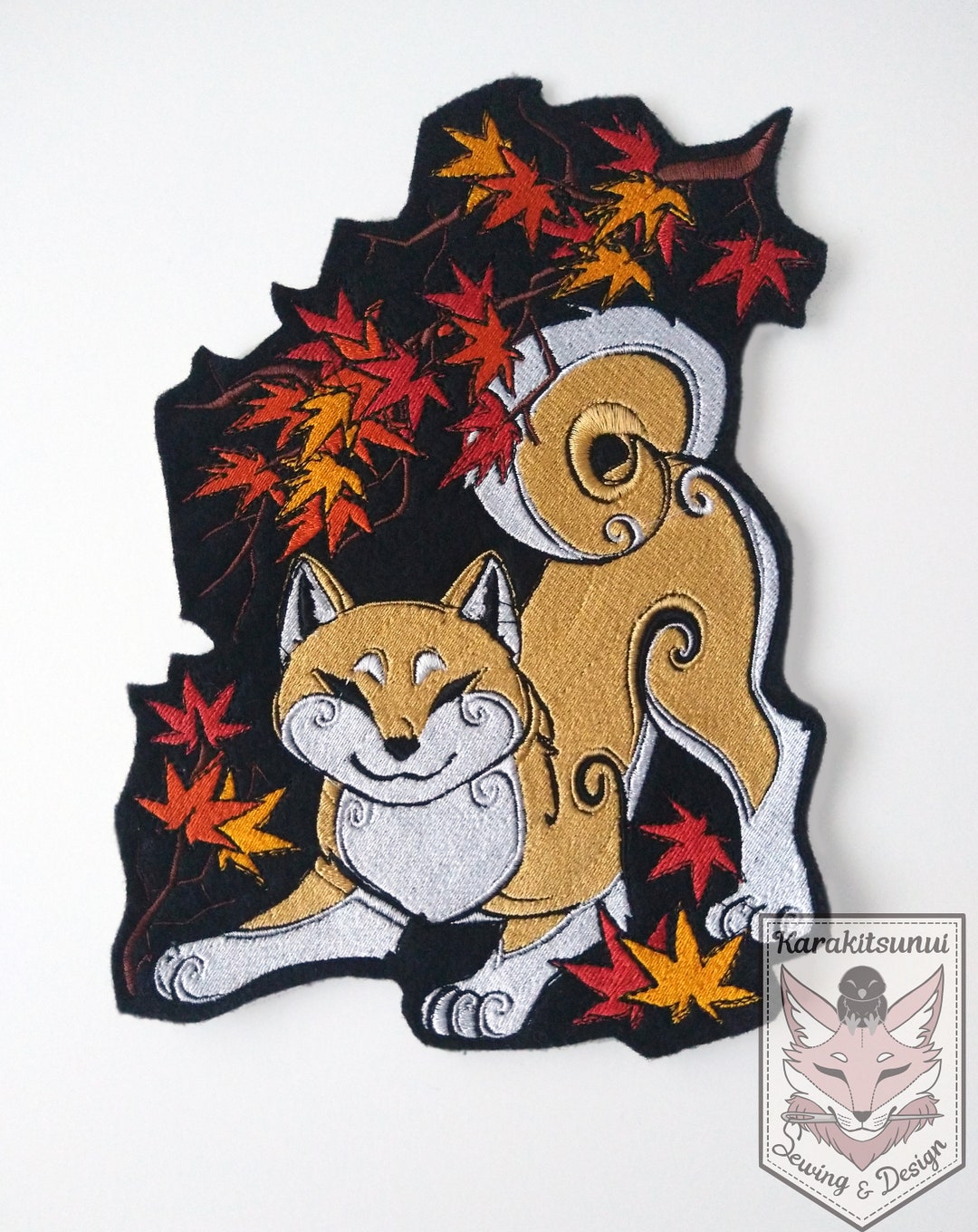 Shiba Inu Dog With Japanese Maple - Embroidered Applique Patch - Iron ...
